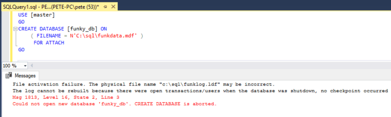 Attaching SQL Databases Without Log Files - SQL DBA Blog