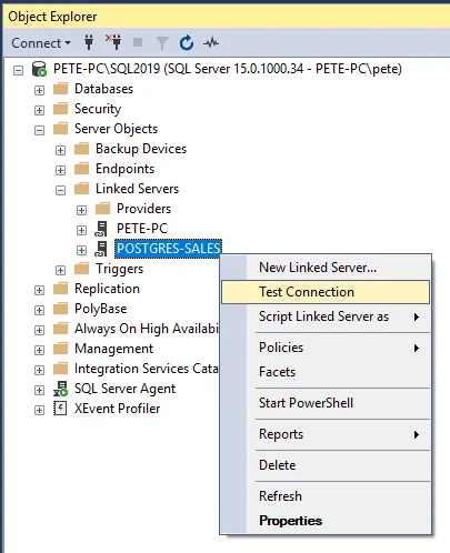 Creating a Linked Server for a PostgreSQL Database - SQL DBA Blog