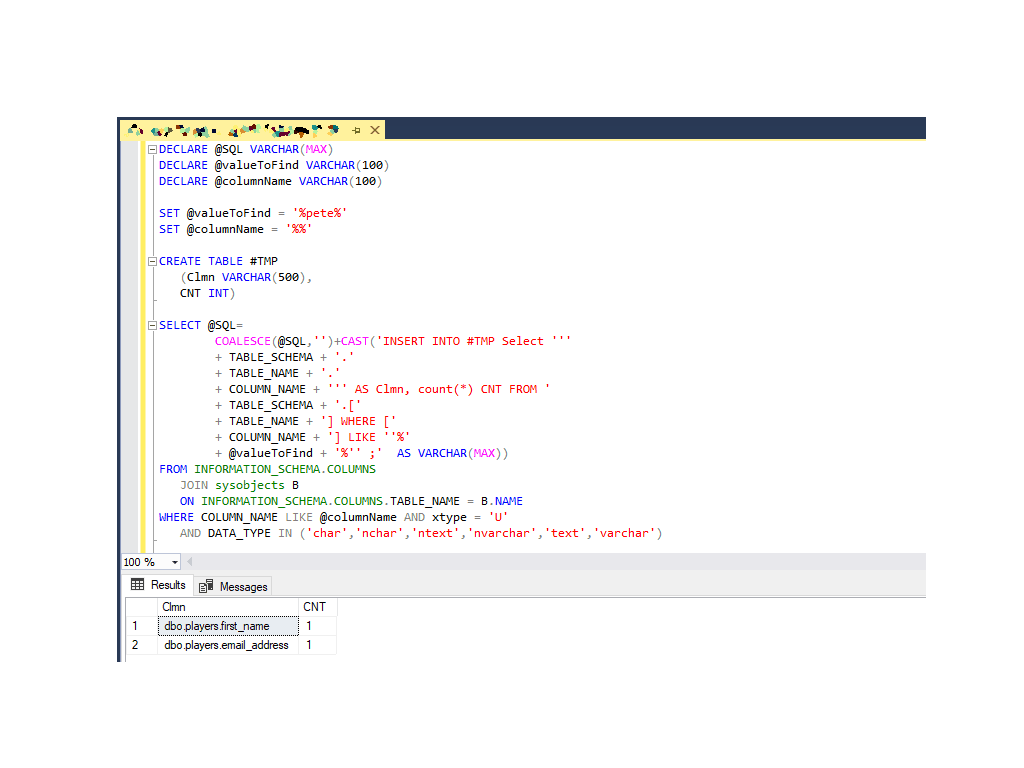 Find String In Tables In SQL Server MSSQL DBA Blog