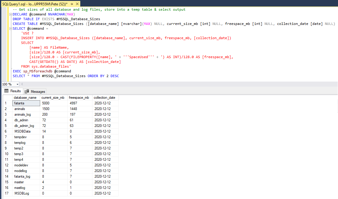 Get All Database Sizes Free Space Info In SQL Server MSSQL DBA Blog